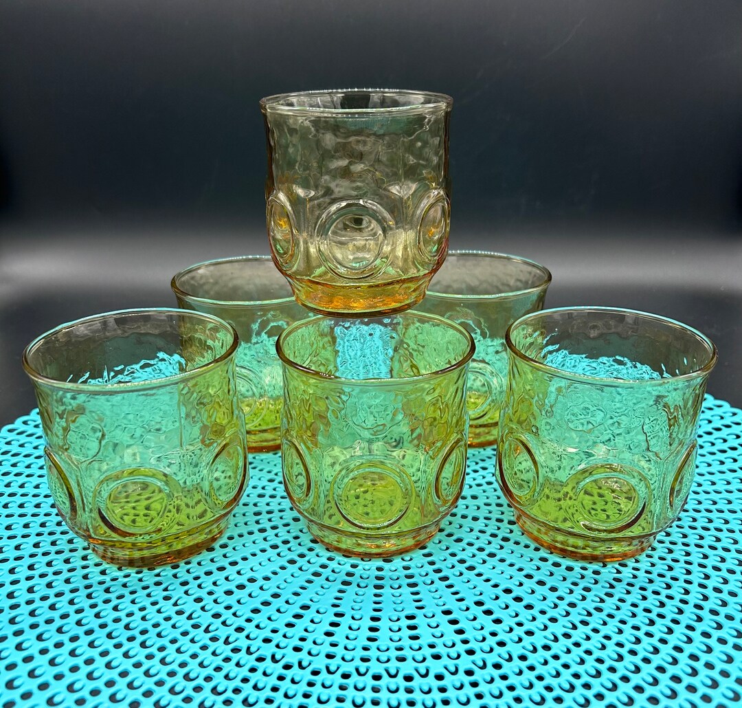 Mid Century Modern Anchor Hocking Heritage Hill Honey Gold on the Rocks ...