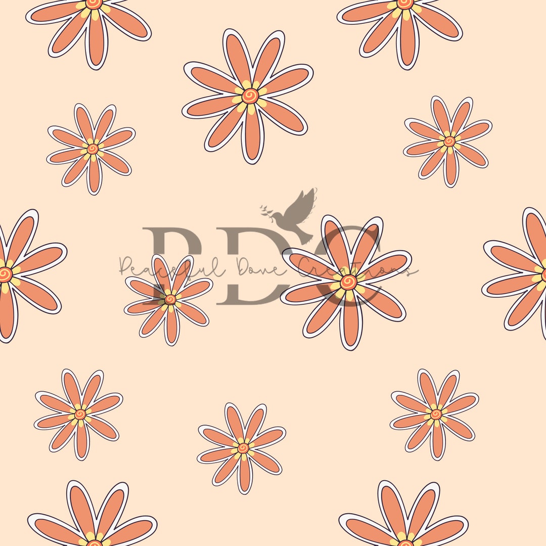 Retro Orange Flowers Seamless Pattern + Digital Download - Etsy