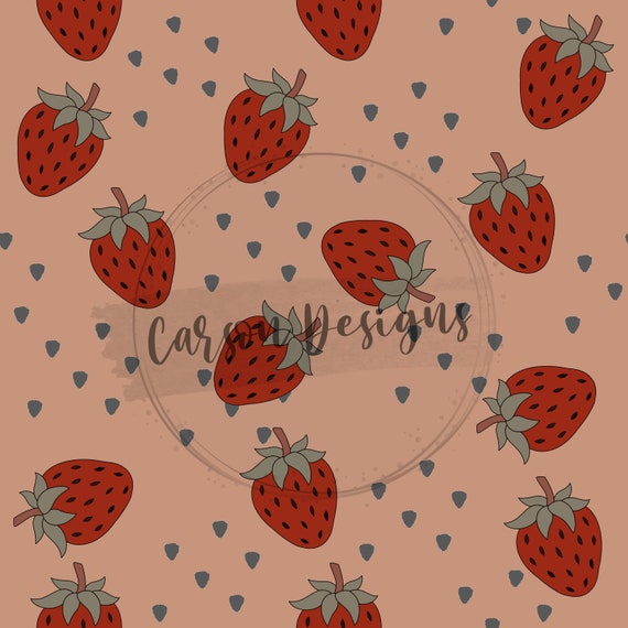 MUTED STRAWBERRIES Seamless Pattern Solid Background | Etsy