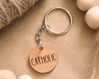 Crucifixion Catholic Wood Keychain Catholic Saint Quote | Etsy