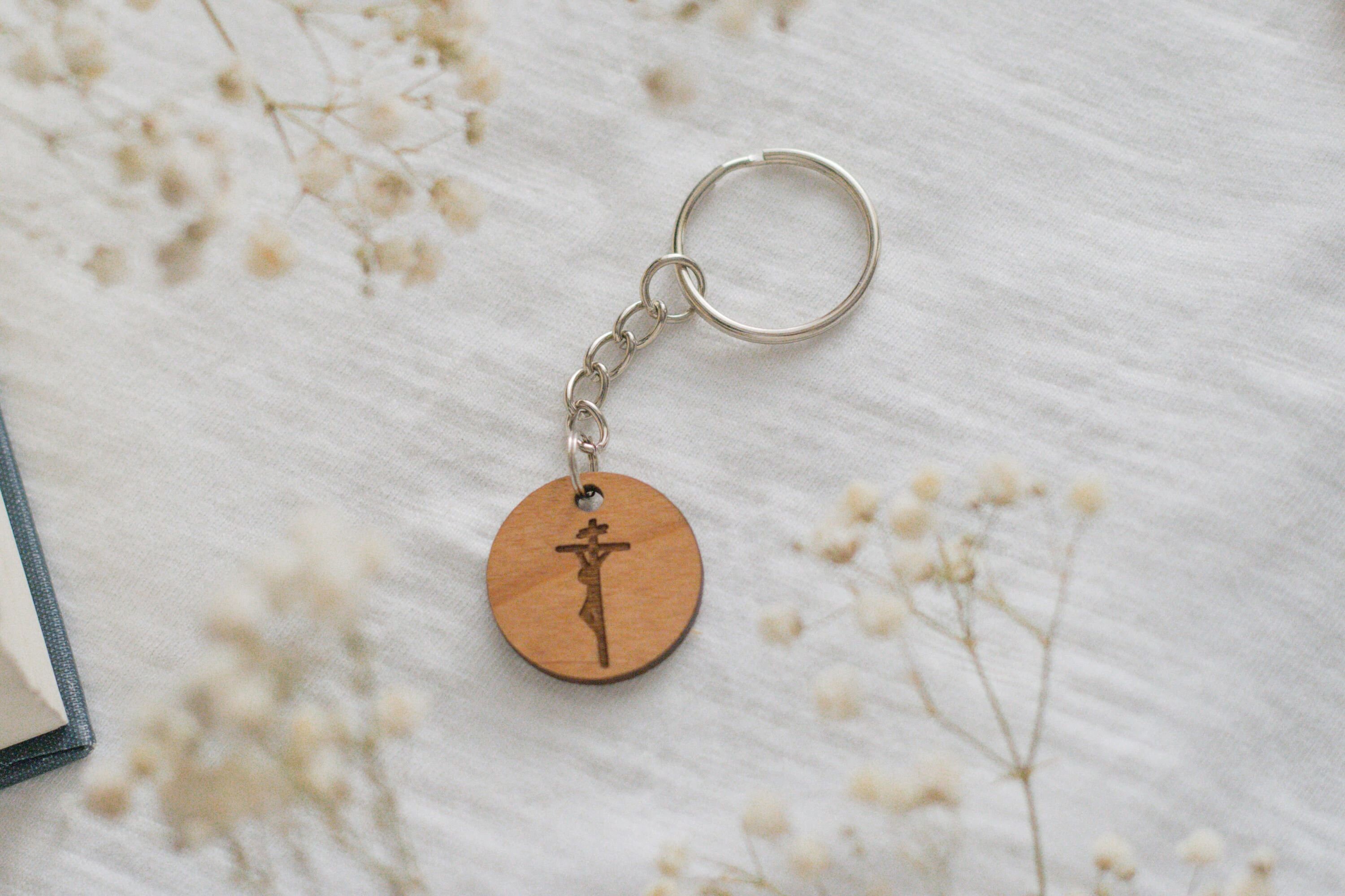 Crucifixion- Catholic Wood Keychain | Catholic Saint Quote Keychain ...
