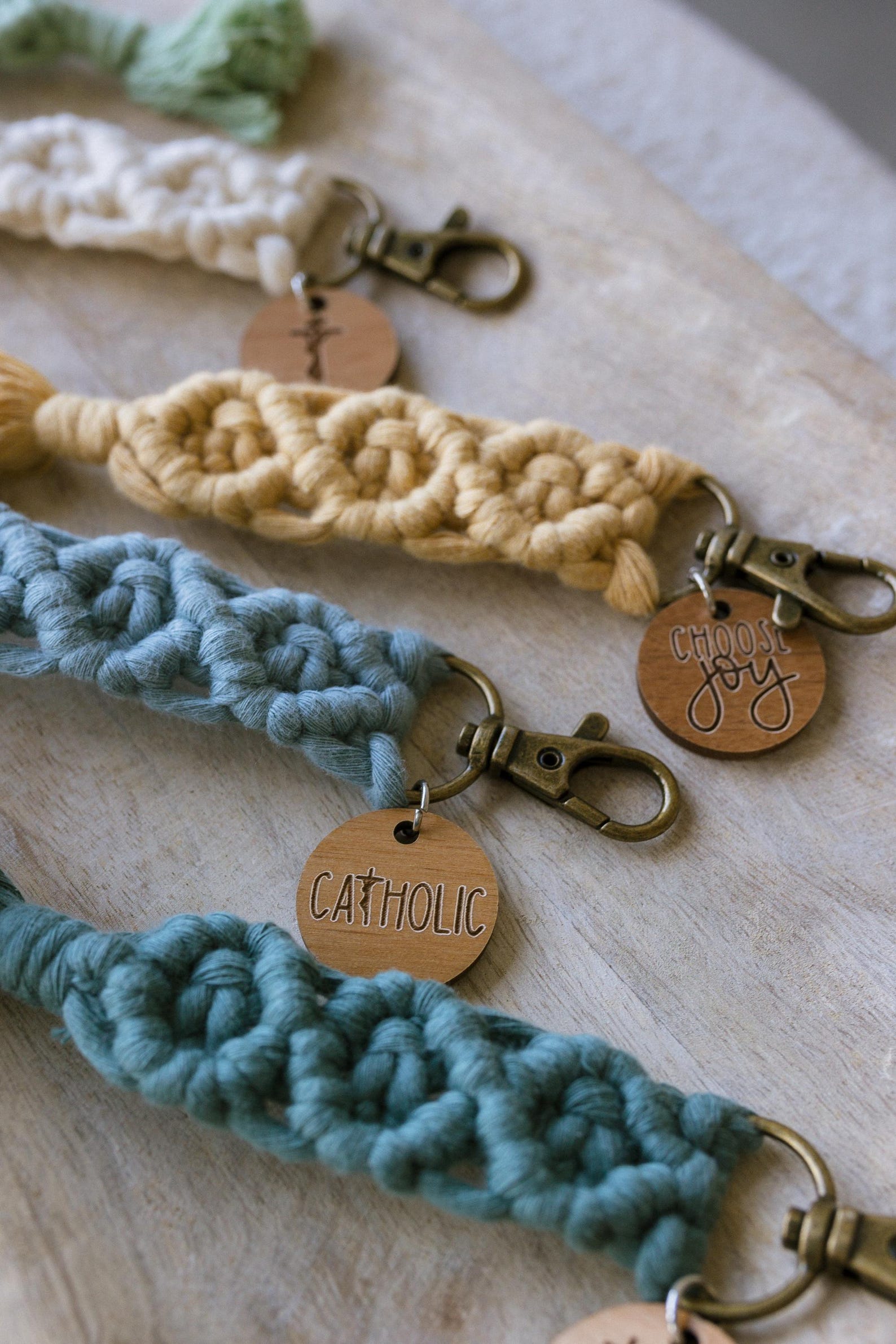 Build Your Own - Catholic Macrame Keychain With Wood Attachment ...