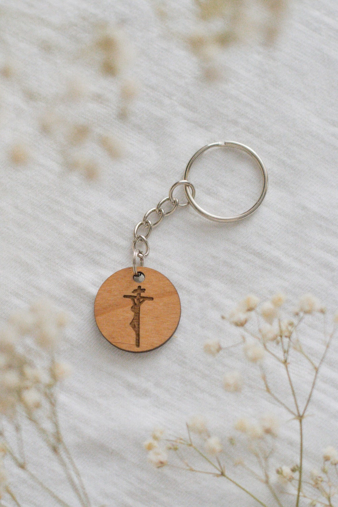 Crucifixion- Catholic Wood Keychain | Catholic Saint Quote Keychain ...