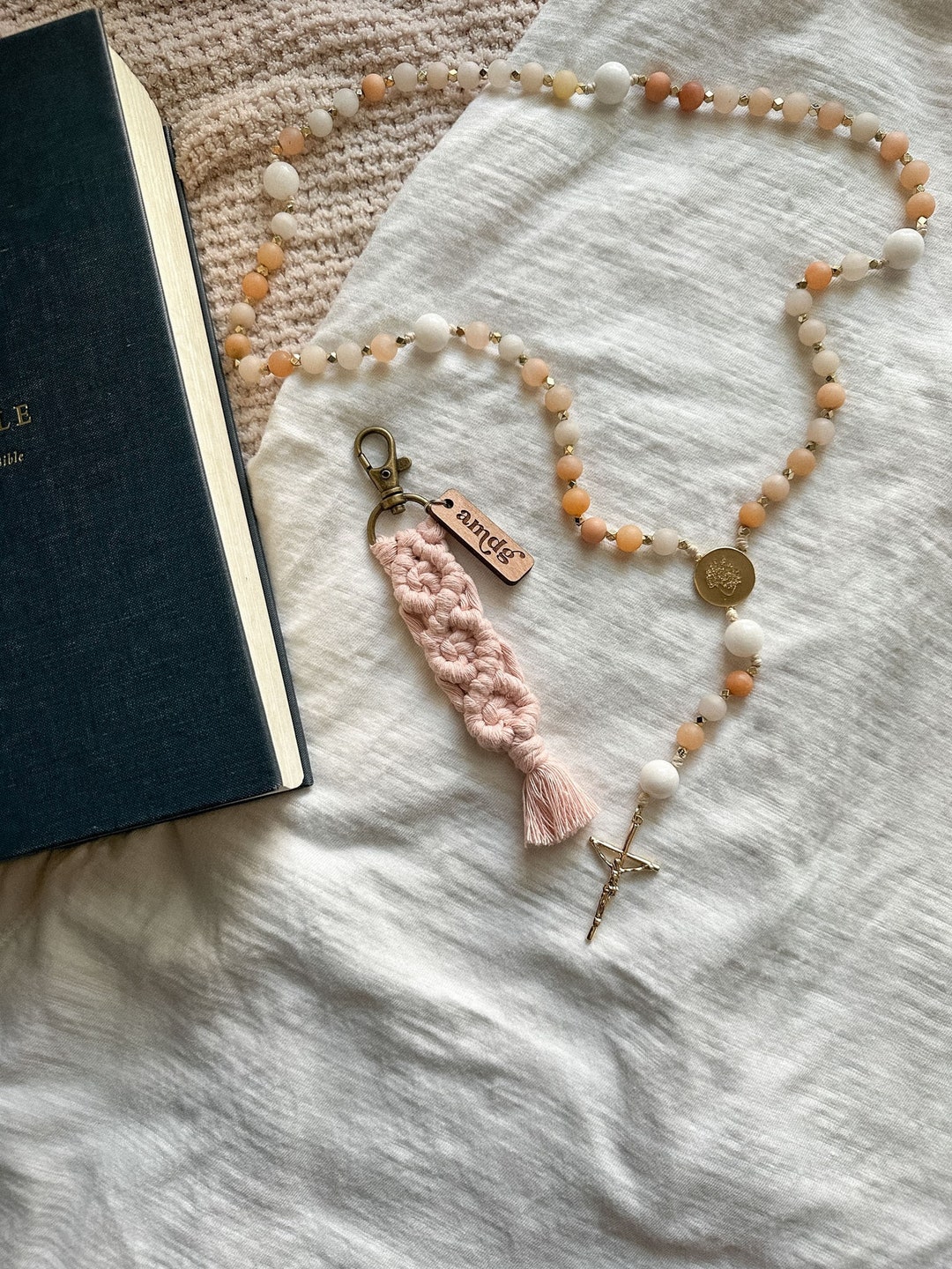 Build Your Own Catholic Macrame Keychain With Wood Attachment Catholic ...