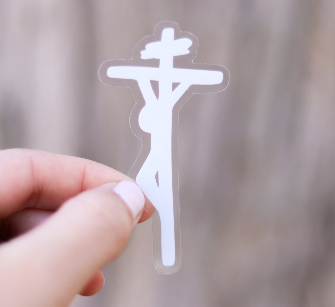 CLEAR Crucifixion Sticker | Catholic Vinyl Sticker | Catholic Cross ...