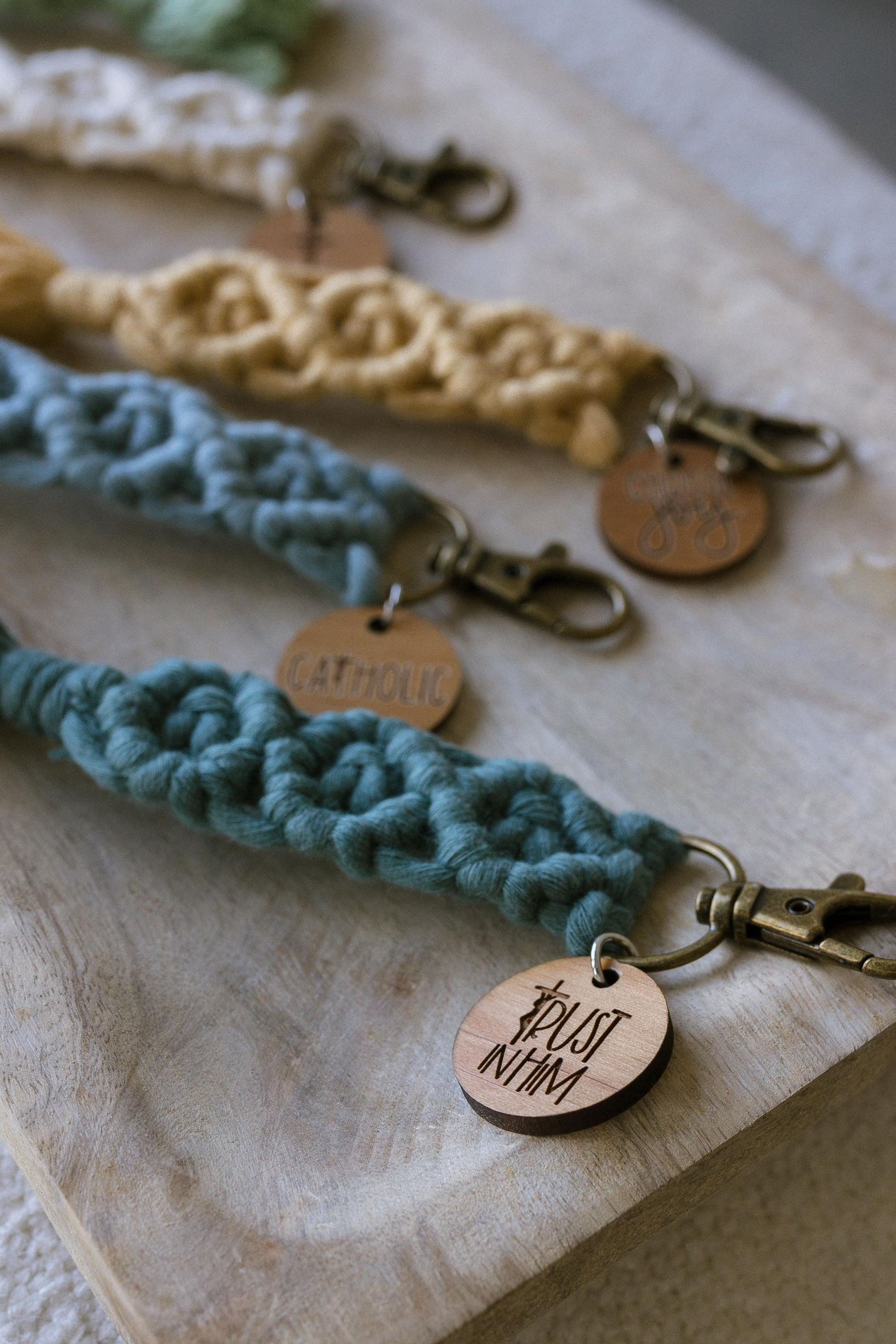 Build Your Own - Catholic Macrame Keychain With Wood Attachment ...