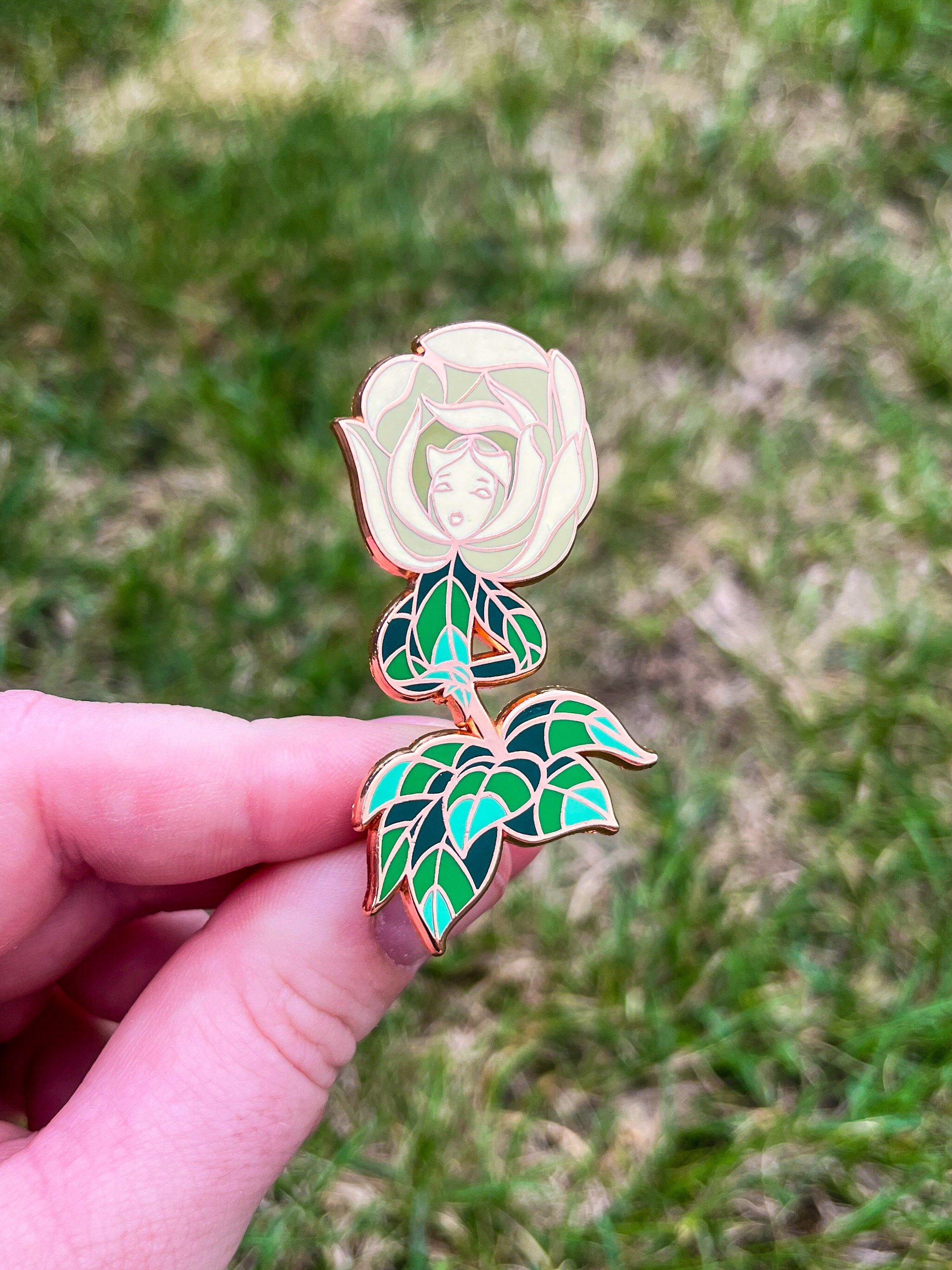 White Rose Hard Enamel Pin 65mm Flowers of Wonderland - Etsy