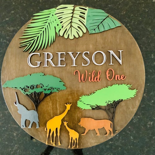 WILD ONE Wooden Sign Birthday Safari Theme Jungle Theme - Etsy