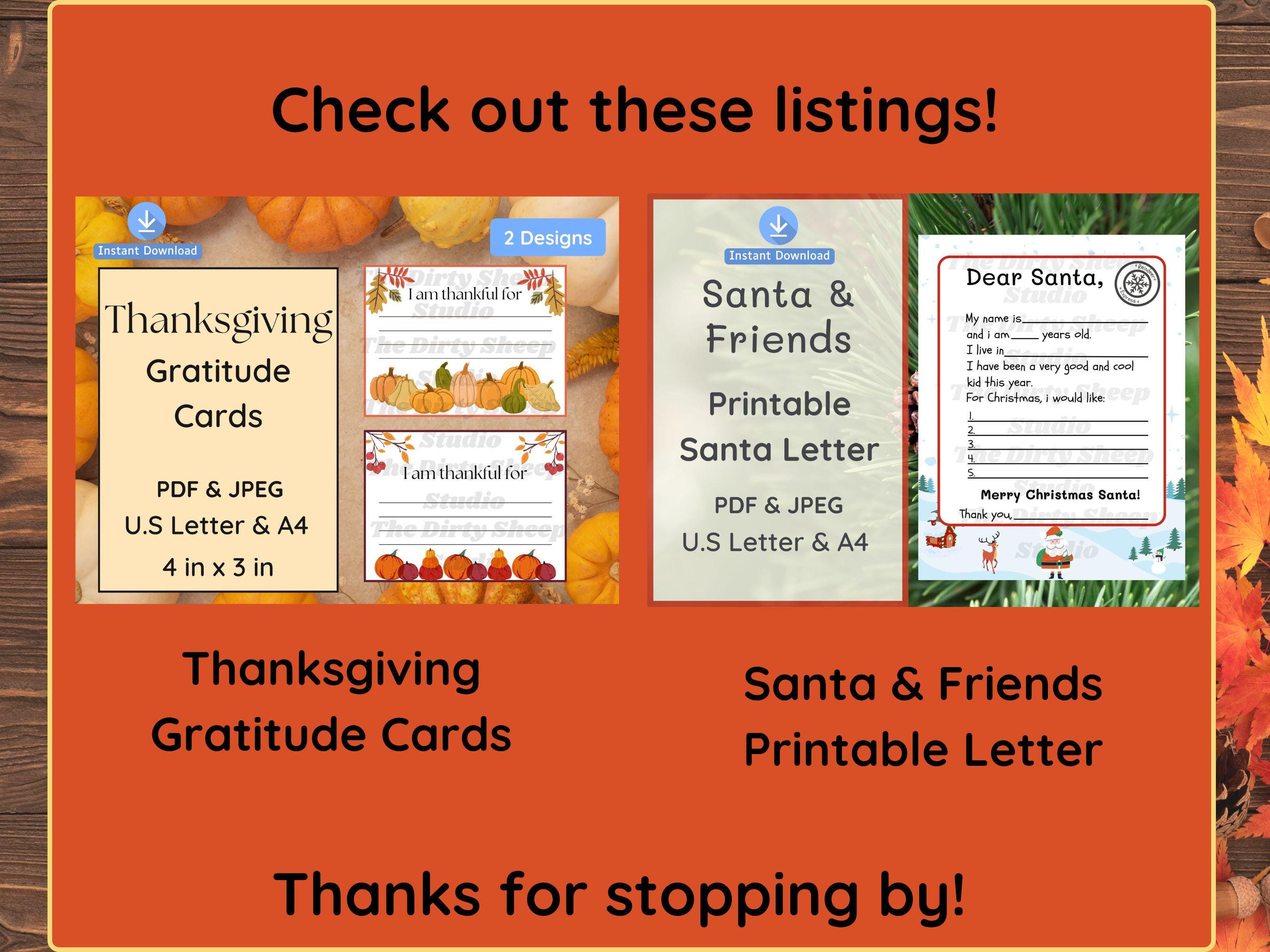 Kids Printable Gratitude Cards, Thanksgiving Activity Cards, Instant ...