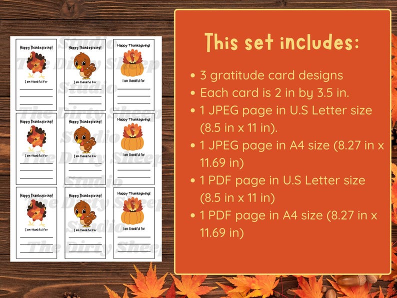 Kids Printable Gratitude Cards, Thanksgiving Activity Cards, Instant ...