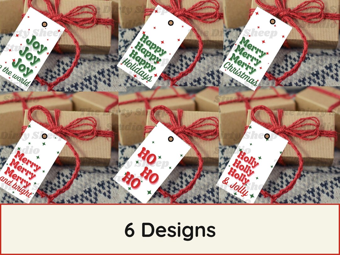 Retro Christmas Gift Tag, Printable Thank You Gift Tag, Instant ...