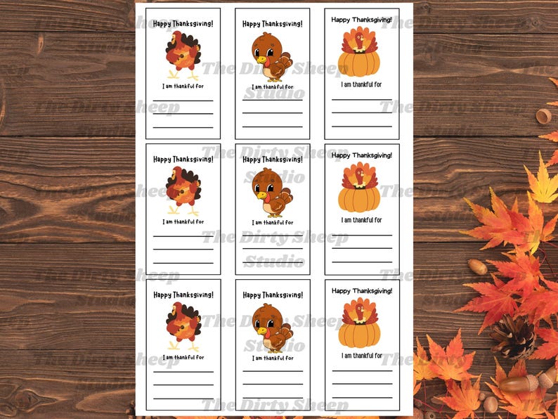 Kids Printable Gratitude Cards, Thanksgiving Activity Cards, Instant ...
