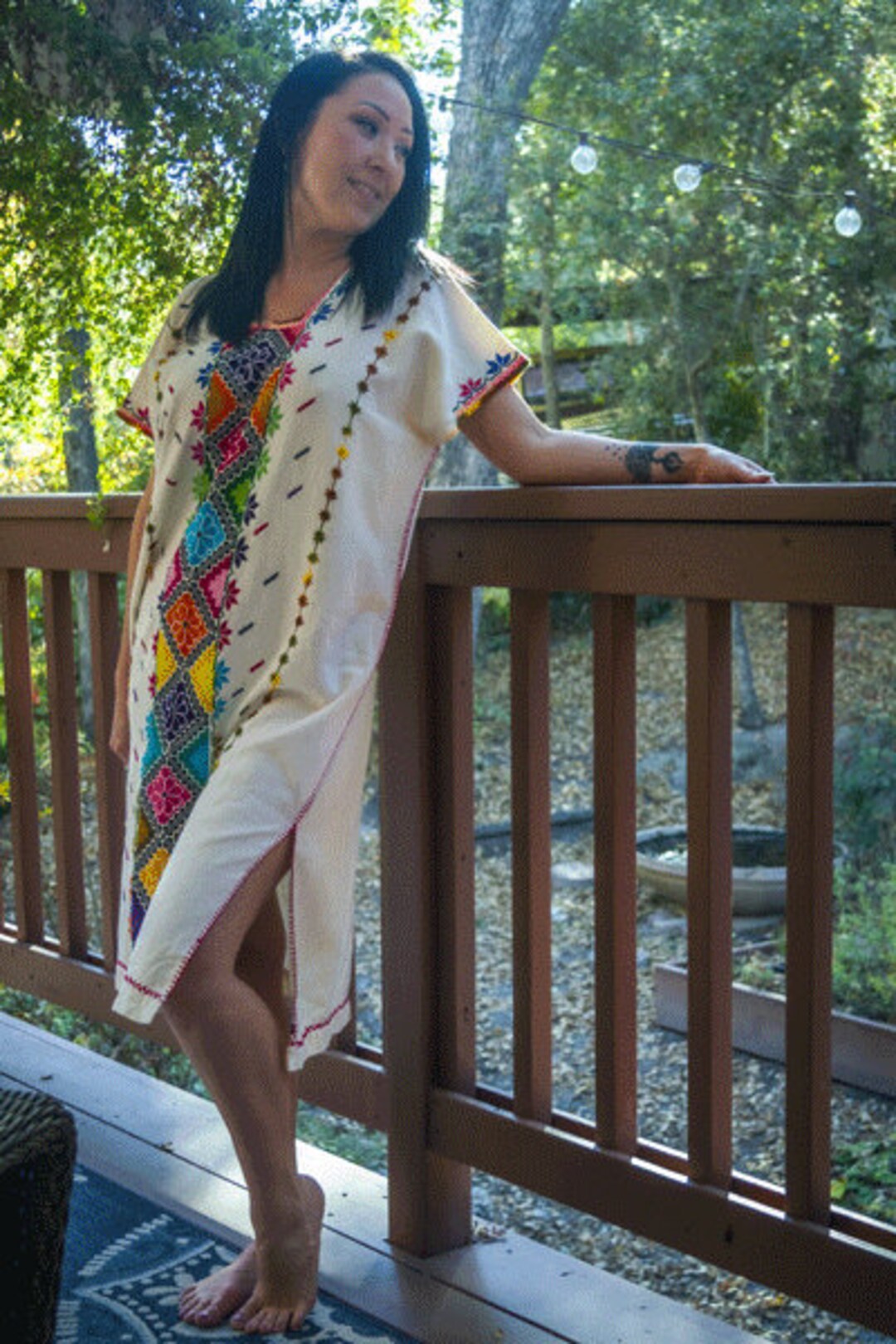 Rainbow Weave Cotton Global Pattern Midi Dress - Etsy