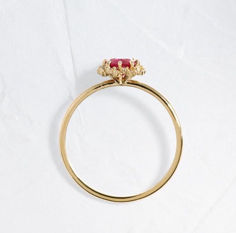 14k Solid Gold, Ruby Engagement Ring, Natural Diamonds, July Birthstone, Diamond Wedding Rings ...