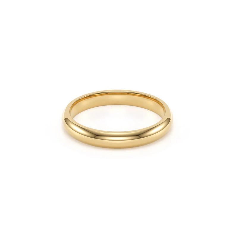 14k Solid Yellow Gold Domed Wedding Band, 2mm - 8mm Gold Ring, Classic ...