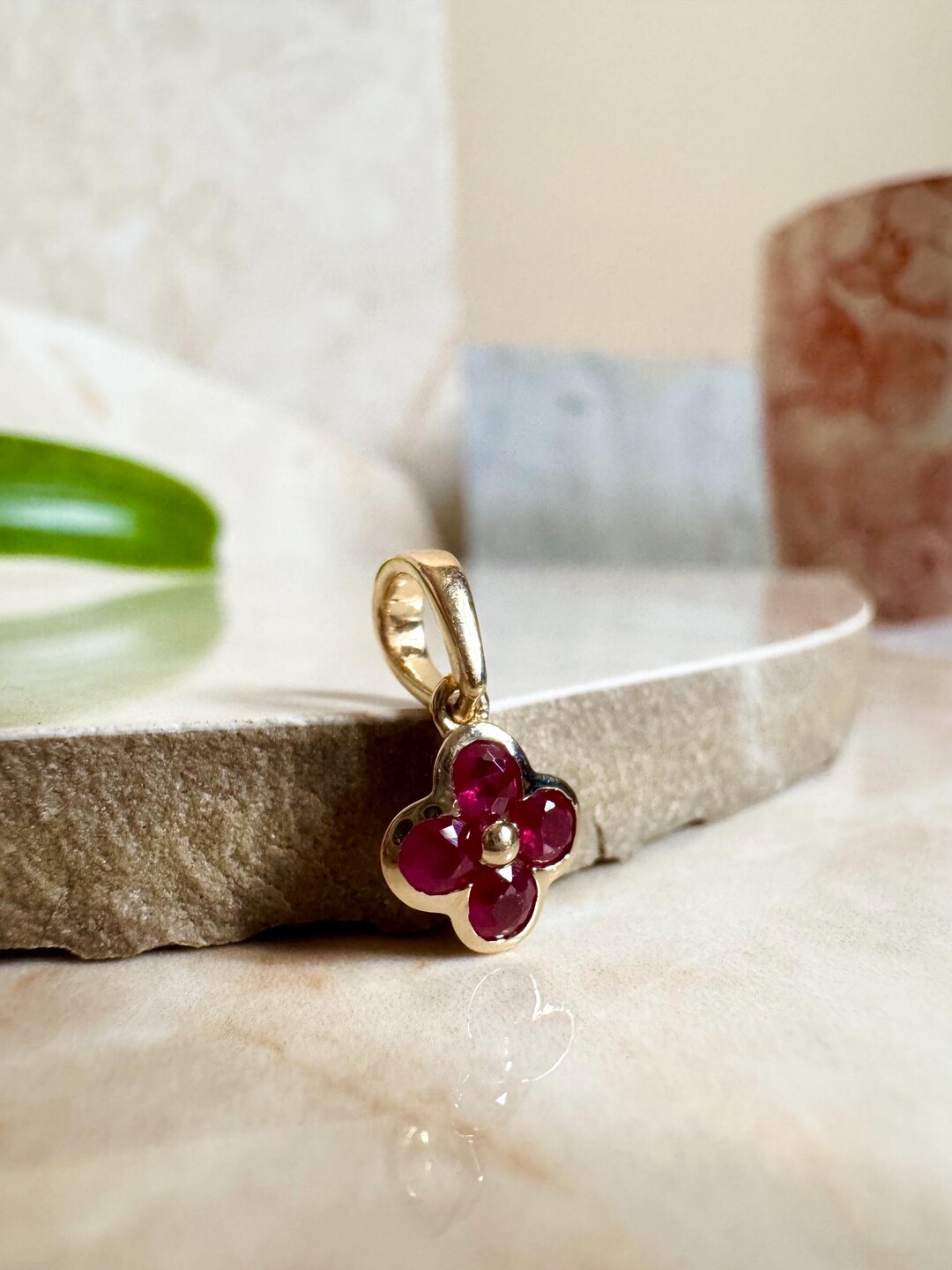 14k Gold Ruby Stone Pendant, July Birthstone, Ruby Jewelry, Dainty ...