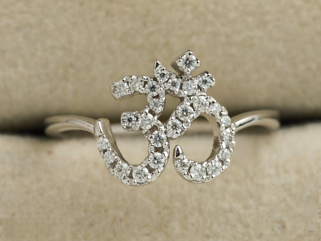 Diamond Om Ring, Solid Gold With Diamonds, Elegant Jewelry, Gift for ...