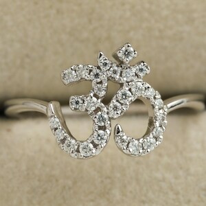 Diamond Om Ring, Solid Gold With Diamonds, Elegant Jewelry, Gift for ...