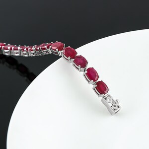 Handmade Ruby Bangle, Graduated Glass-filled Stones, 925 Sterling ...