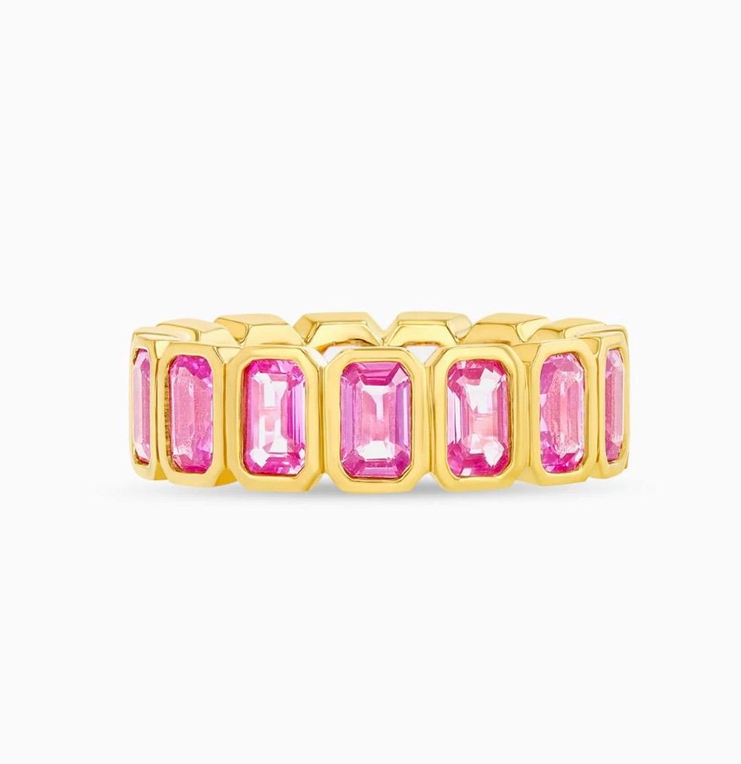 14k Solid Gold, Pink Topaz Ring, Engagement Ring, Perfect for Daily ...