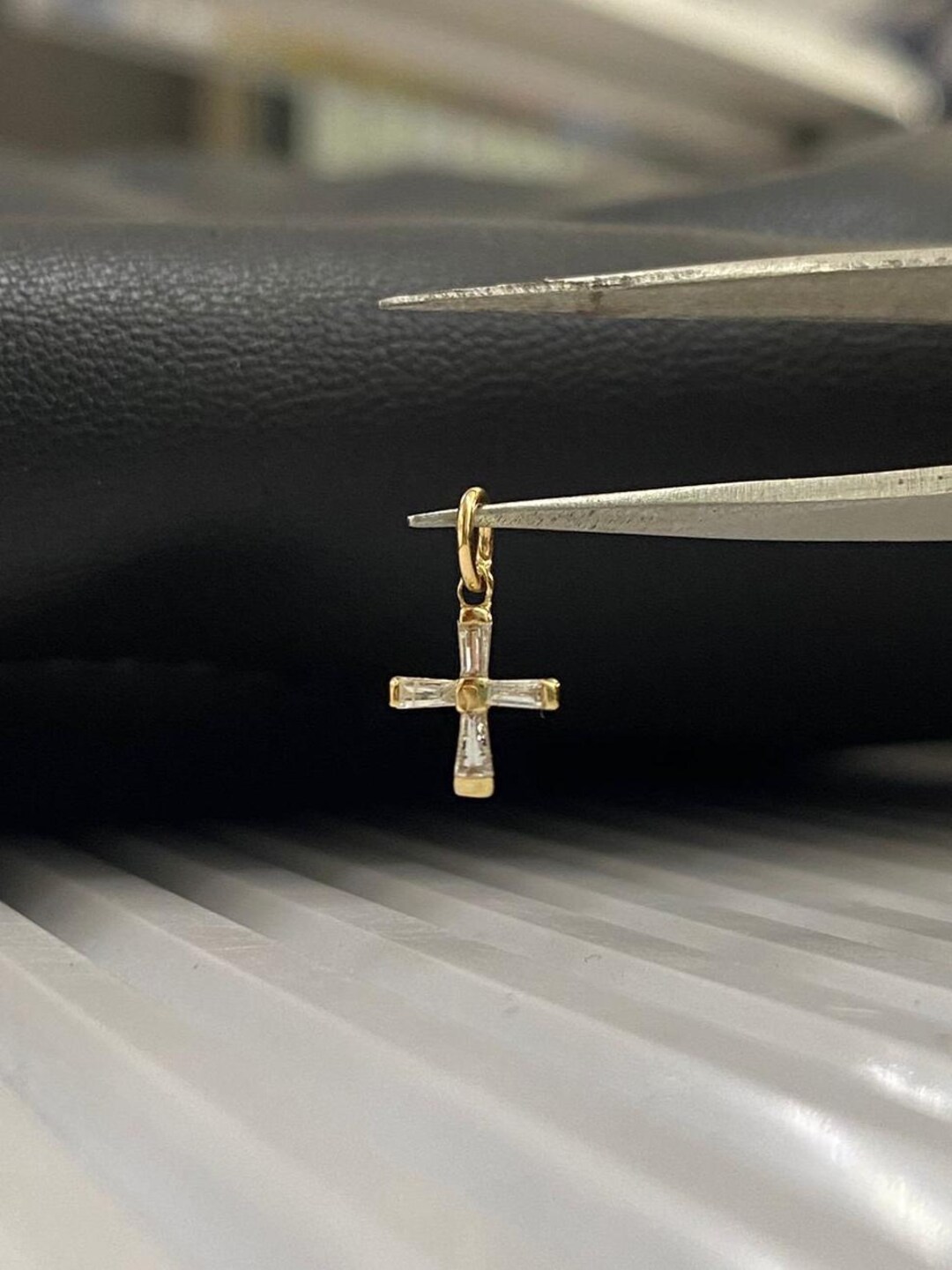 14k Solid Gold With Diamond Necklace, Holy Cross Charm Cross Pendant ...