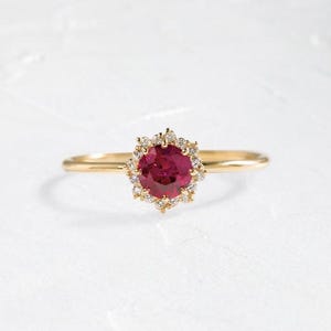 14k Solid Gold, Ruby Engagement Ring, Natural Diamonds, July Birthstone, Diamond Wedding Rings ...