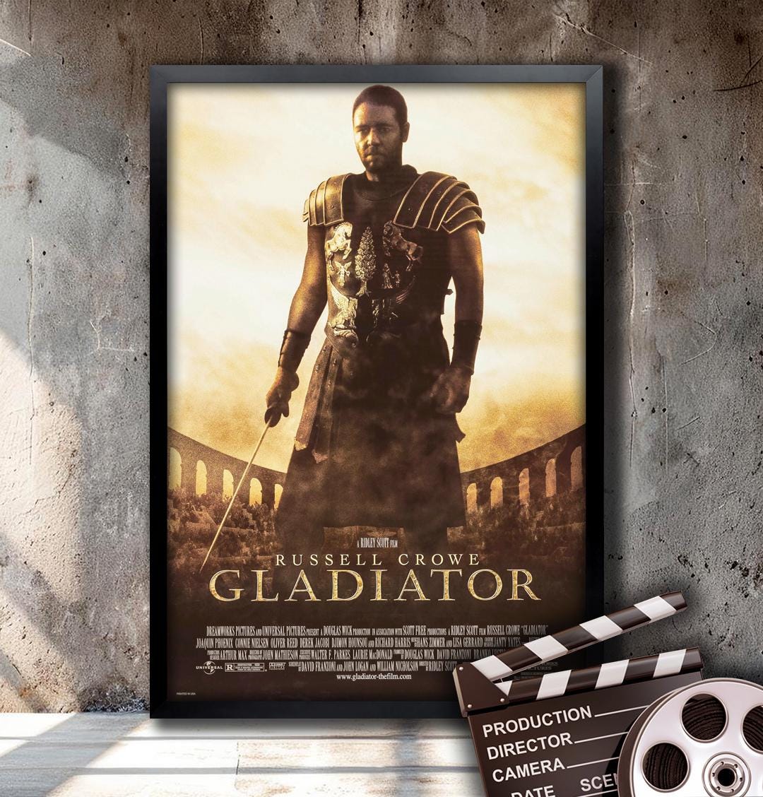 Gladiator , High-quality Reproduction Movie Poster Framed and Ready to ...