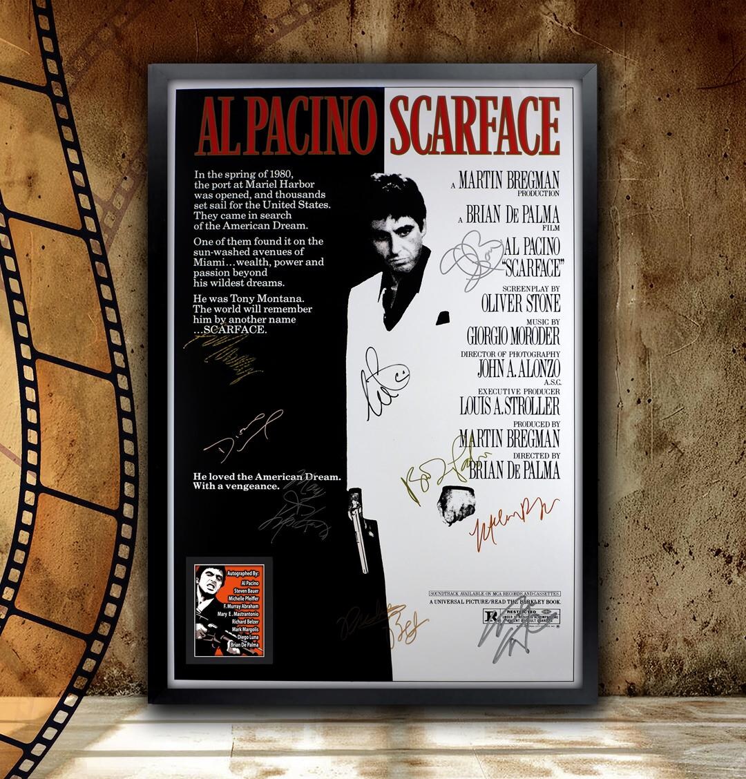 Scarface , Autographed and High-quality Reproduction Movie Poster ...