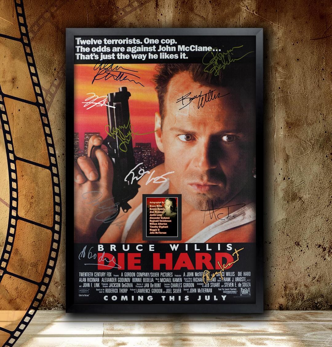 Die Hard, Autographed and High-quality Reproduction Movie Poster Framed ...