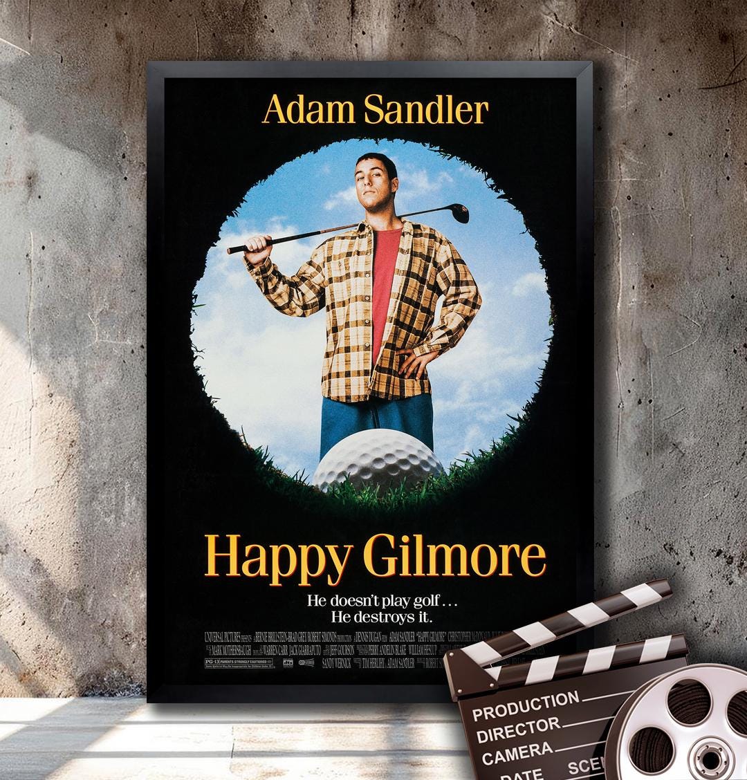 Happy Gilmore, High-quality Reproduction Movie Poster Framed and Ready ...
