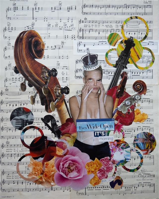 Original Mixed Media Collage Art Music Paper One-of-a-kind | Etsy