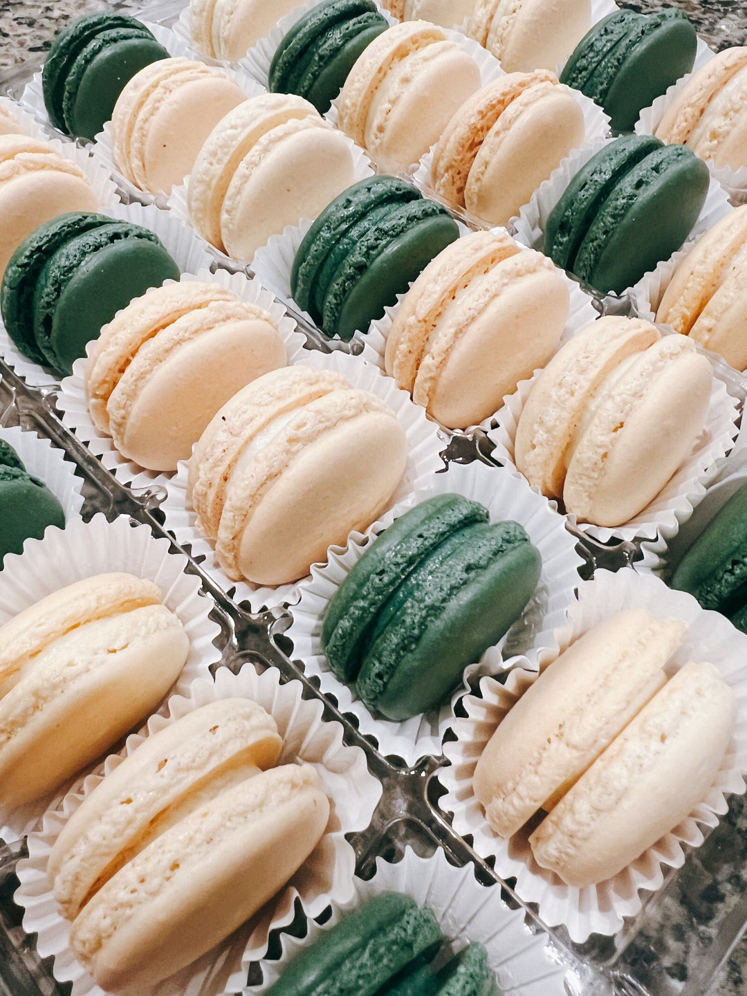 Bulk Filled Macarons, White & Emerald Green sets of 24wedding ...