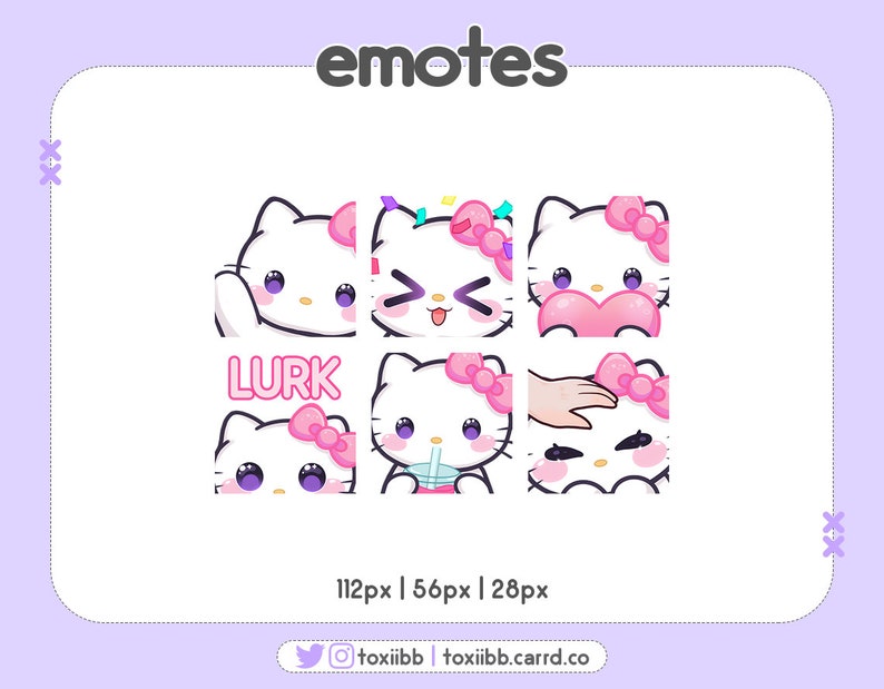 6x Cute Kawaii Plush Kitty Emote Hello Twitch / Youtube / - Etsy