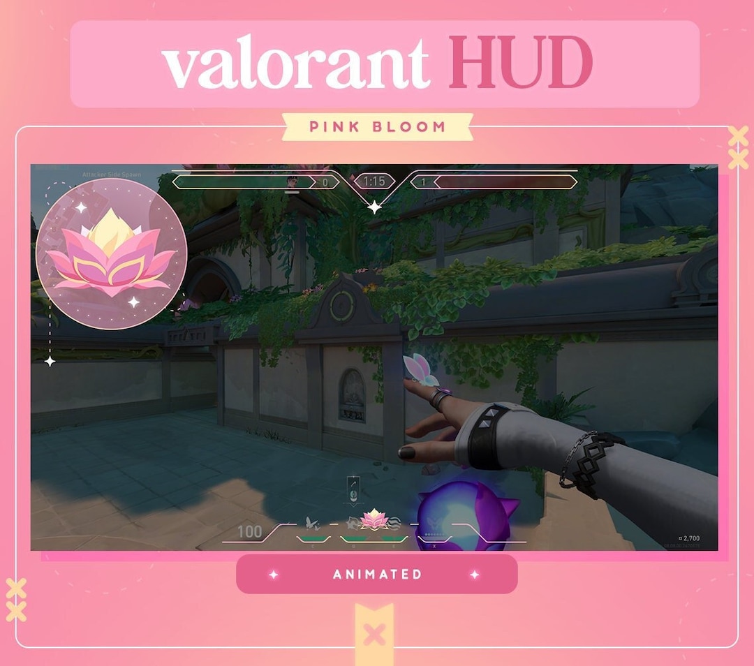 ANIMADO Valorant Pink Bloom Overlay HUD / Lotus / Cubierta de mapa ...