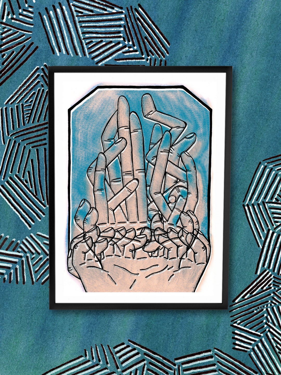 Manos FIRMADA A4 A3 Giclee Fine Art Print Ilustración surrealista Raro ...