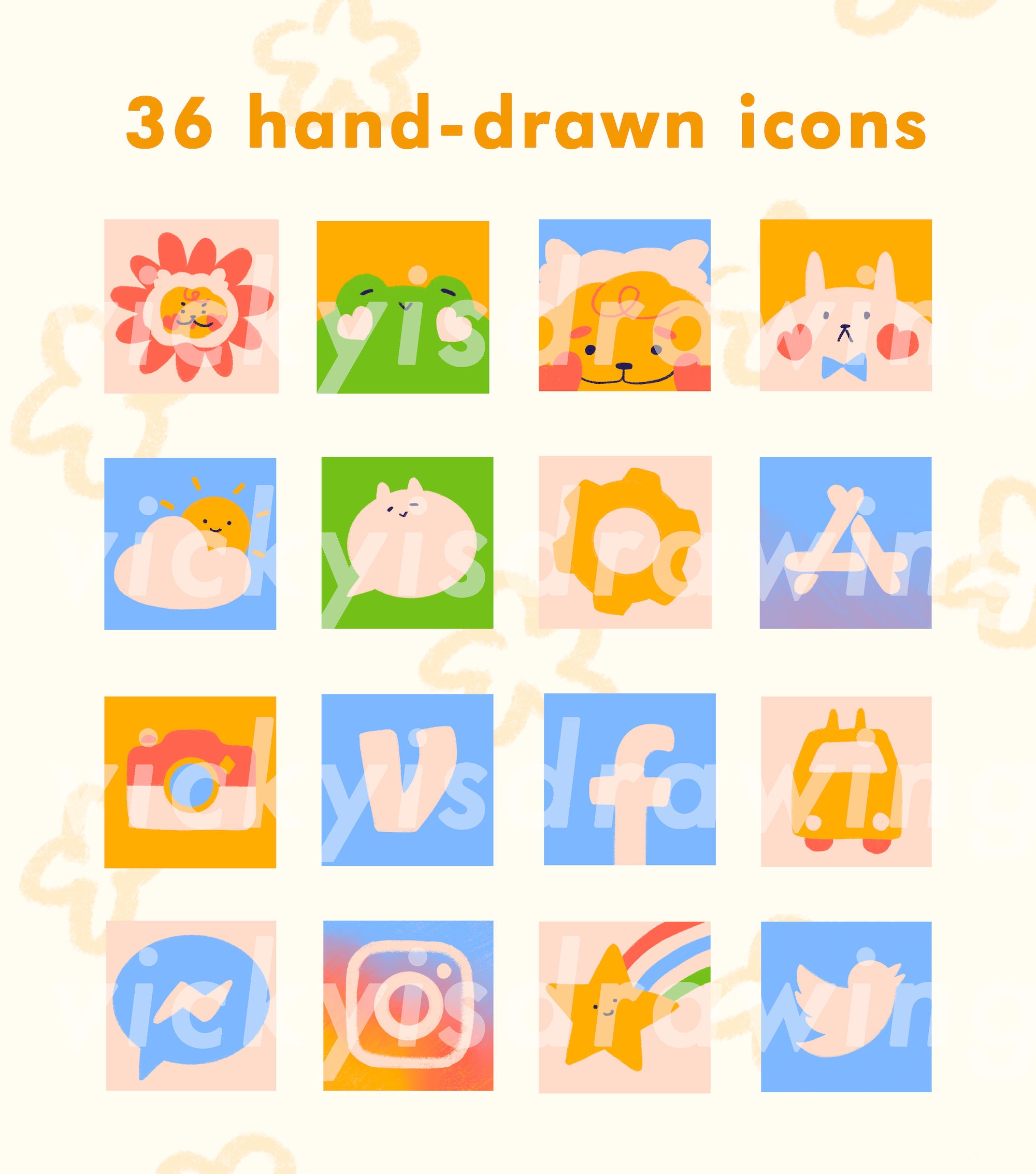 Cute Animals App Icon Set ios 14 & Android - Etsy Canada