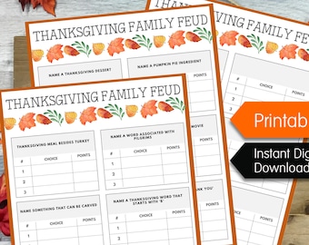 Printable Thanksgiving Family Feud Game Printable - Etsy