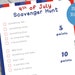 4th of July Scavenger Hunt Game Printable US Independence Day Party ...