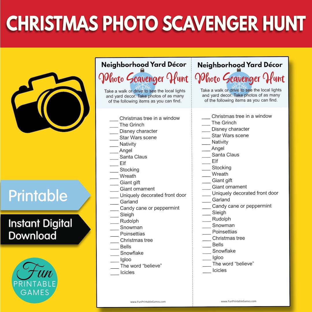 Christmas Neighborhood Yard Decor Photo Scavenger Hunt, Christmas ...