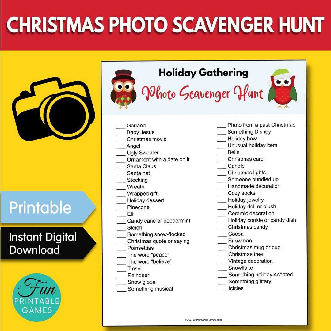Christmas Holiday Gathering Photo Scavenger Hunt, Christmas Activity ...