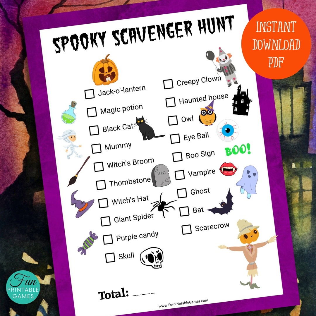 Halloween Scavenger Hunt, Halloween Game for Kids, Halloween Game ...