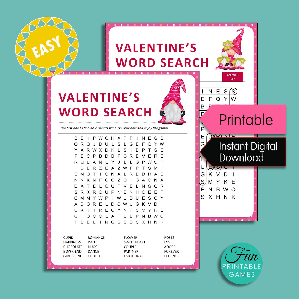 Valentine's Day Games Pack, 7 Valentines Party Games, Answer Key ...