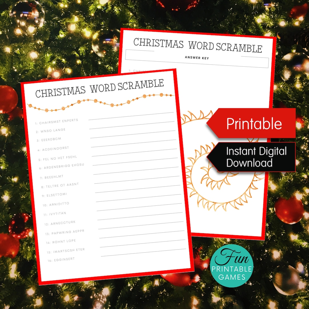 Christmas Word Scramble Puzzle Printable With Answer, Christmas Party ...