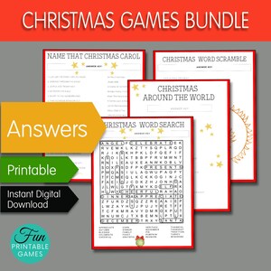 Christmas Games Printable Bundle, 17 Christmas Party Games With Answers ...