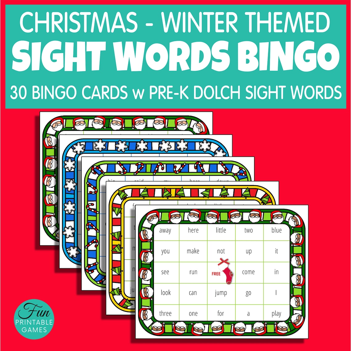 Pre-k Dolch Sight Words Bingo Game for Kids Printable Bingo - Etsy