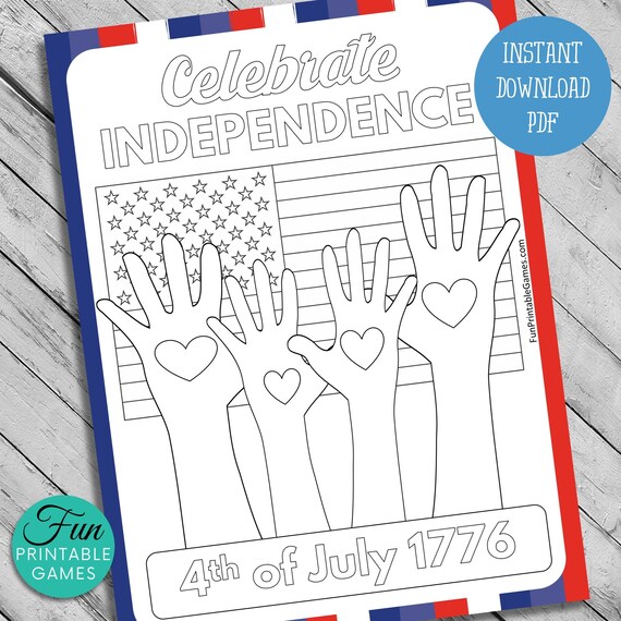 4th of July Coloring Page Celebrate Independence USA | Etsy