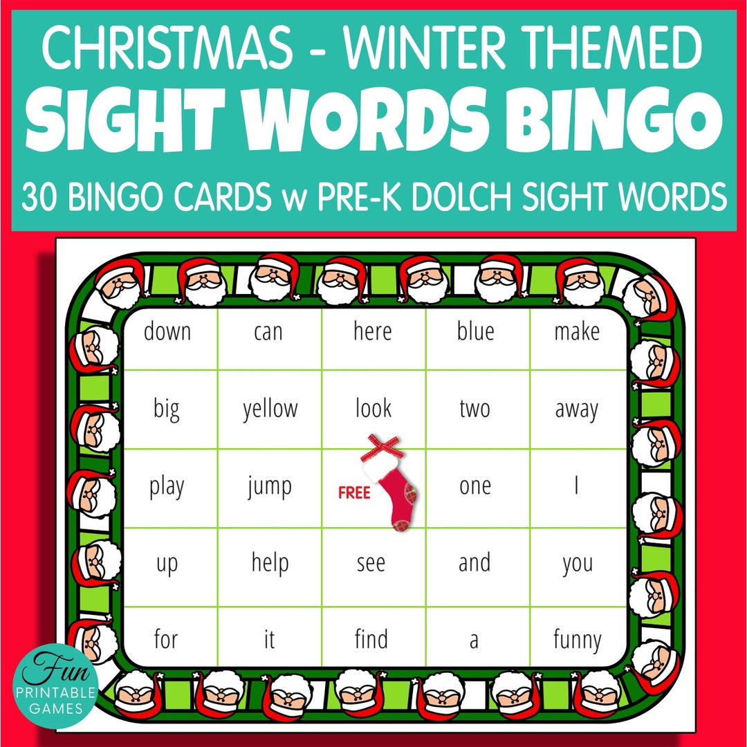 Pre-k Dolch Sight Words Bingo Game for Kids Printable Bingo - Etsy
