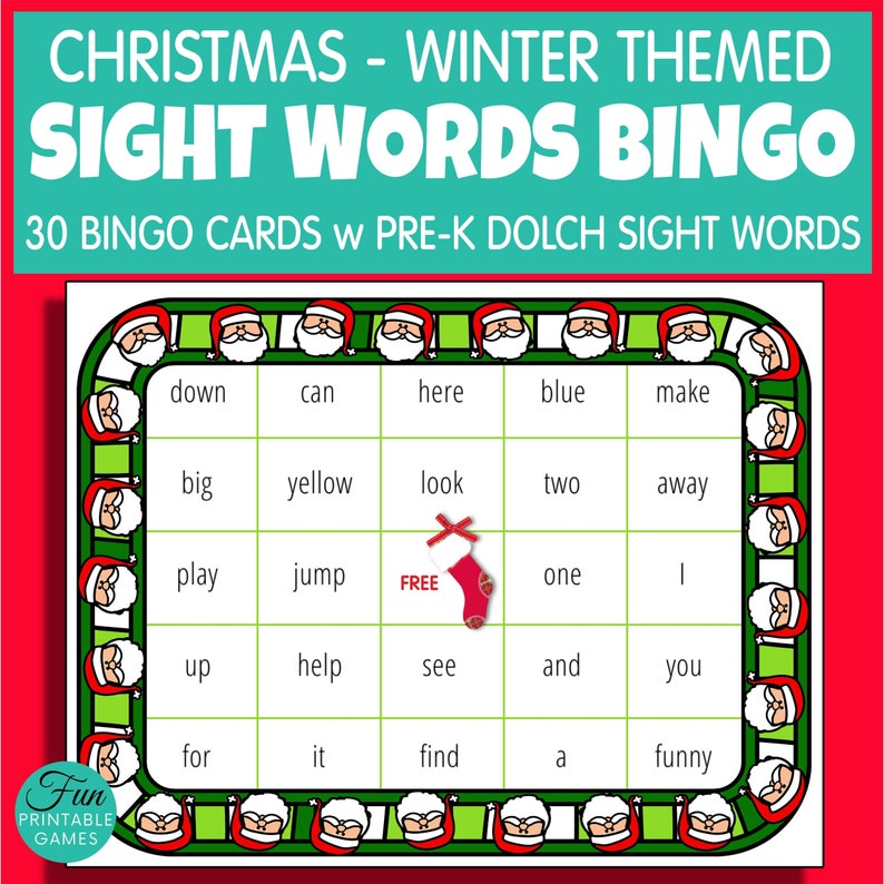 Pre-k Dolch Sight Words Bingo Game for Kids Printable Bingo - Etsy