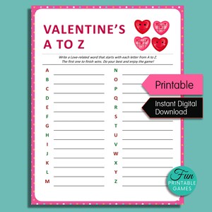 Valentine's Day Games Pack, 7 Valentines Party Games, Answer Key ...