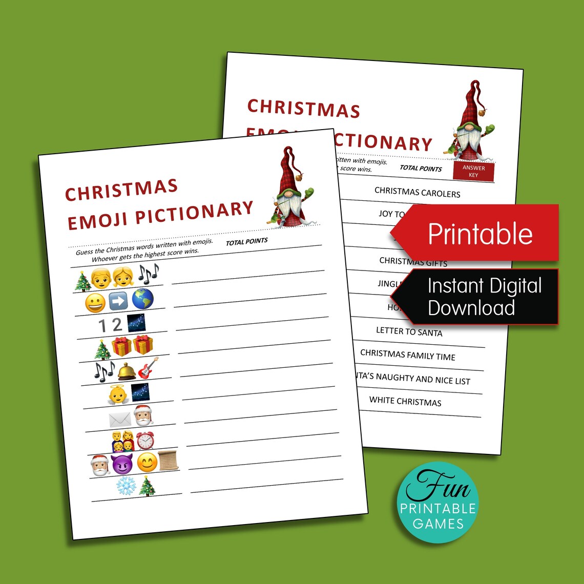 Christmas Emoji Pictionary Quiz Printable, Emoji Puzzle, Christmas ...